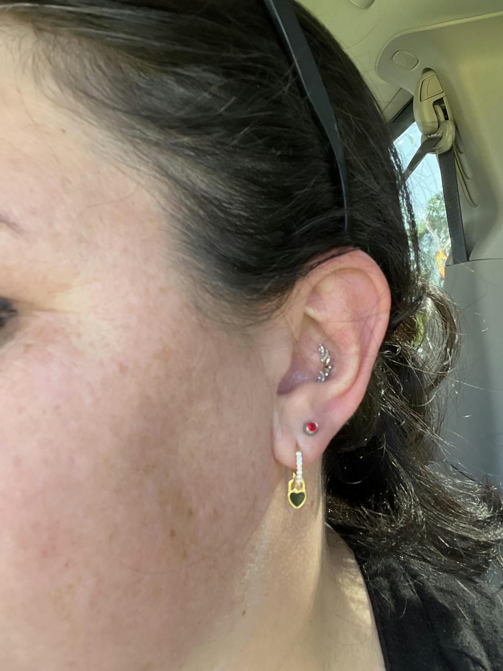 Glowing Sun CZ Flat Back Cartilage Piercing Stud For Helix Piercing