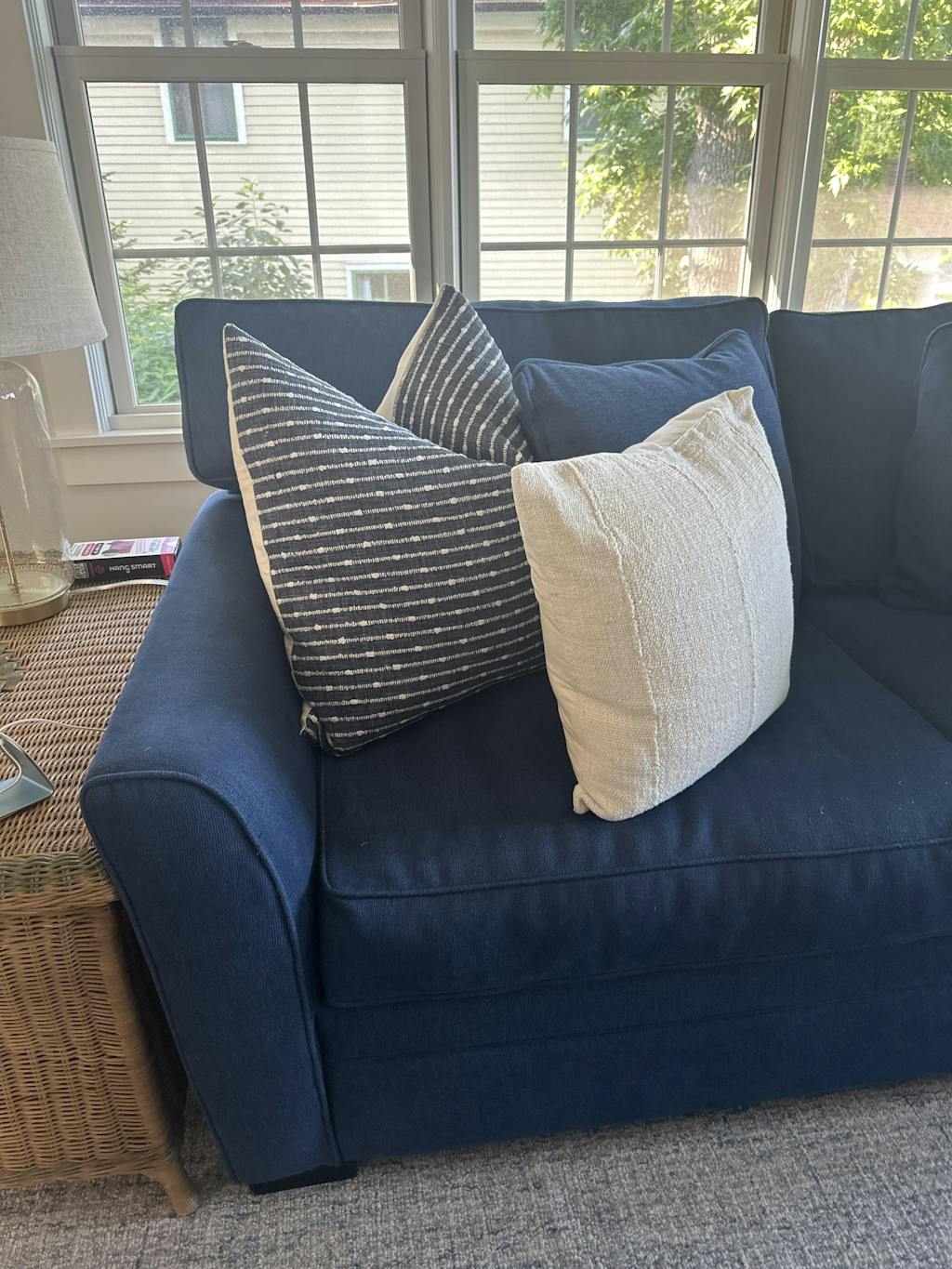 Monterey, Textured Neutral Pillow Cover with Woven Stripe