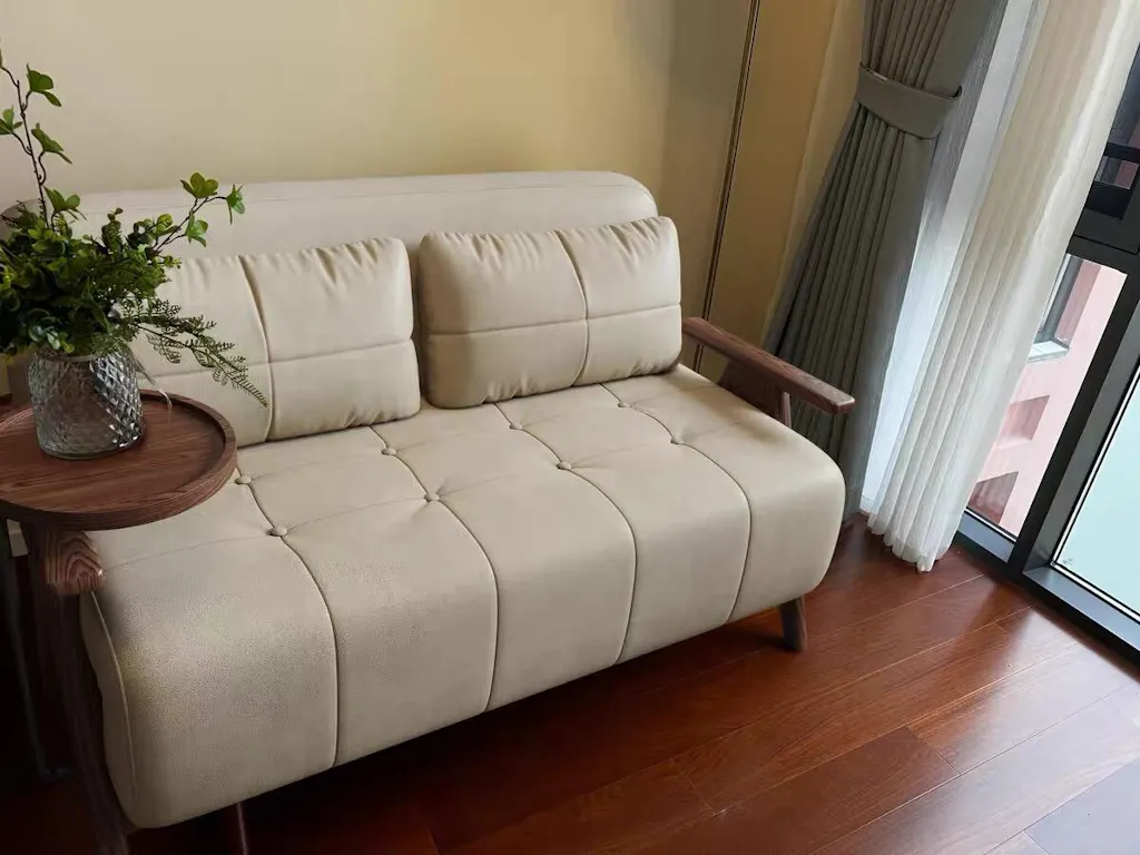 Foldable Matte Fabric Solid Wood 3 Mode Sofa Bed