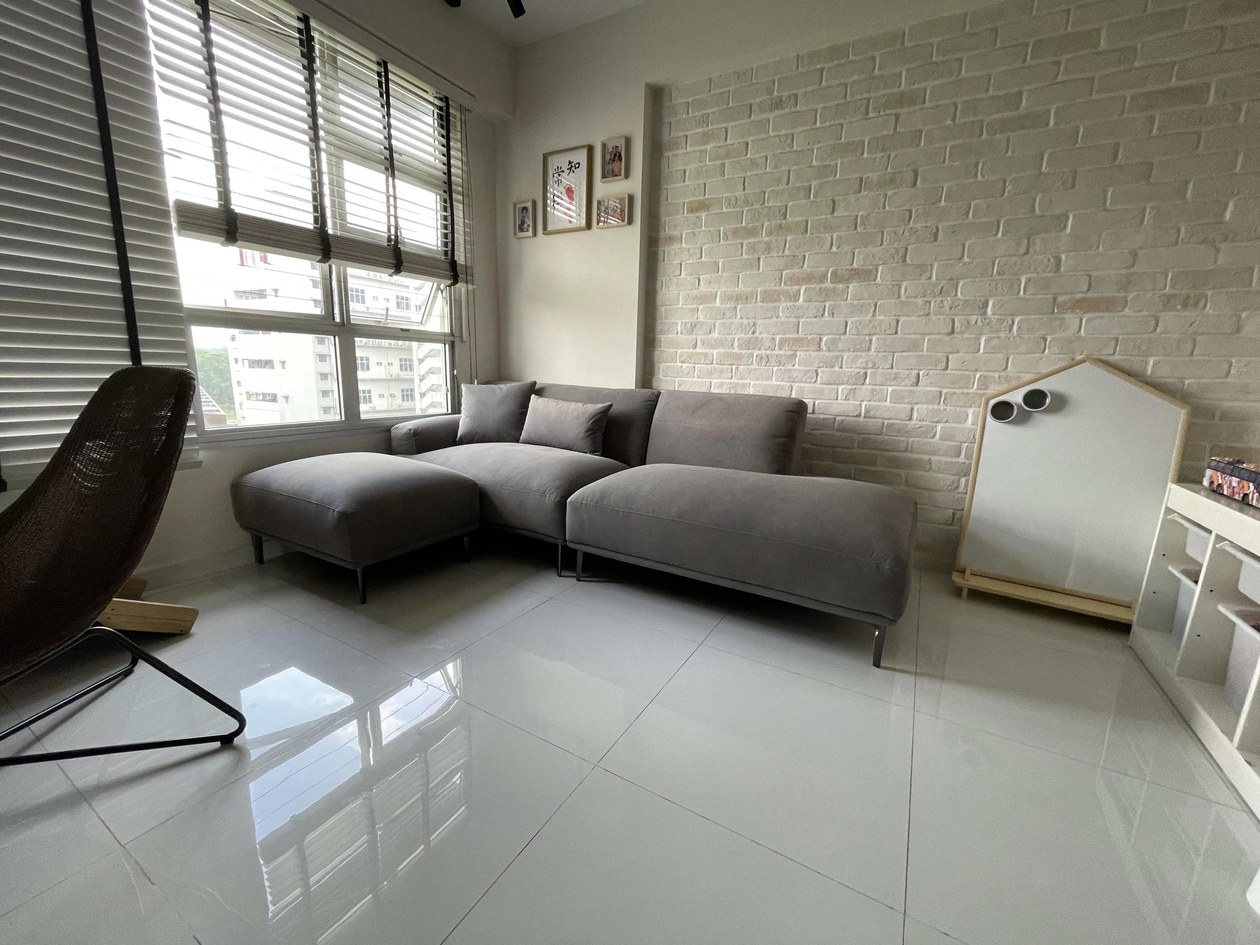 Crystal Fabric One Arm Sofa | 3 - 4 Seater | Singapore
