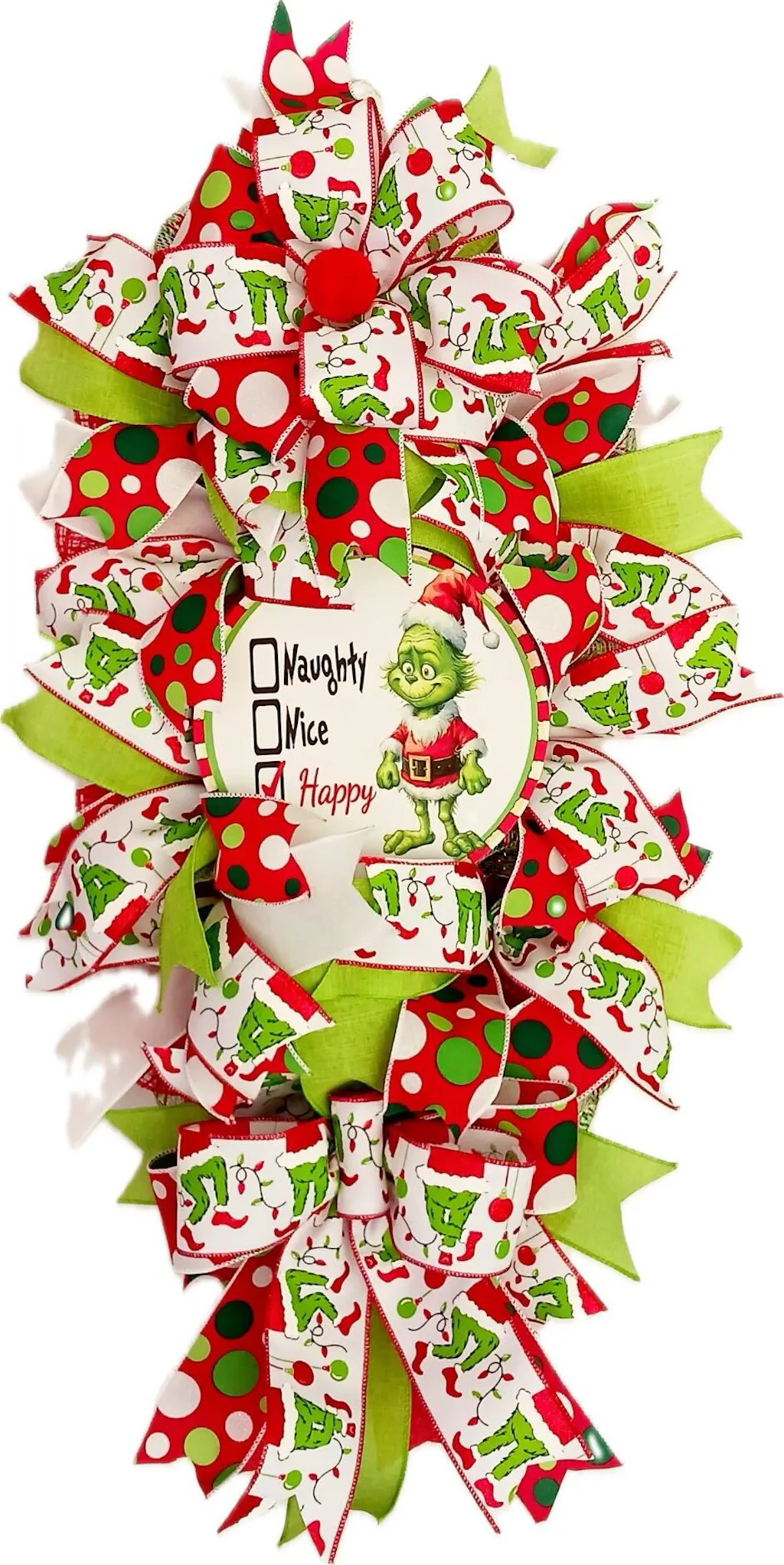 2.5" Furry Green Monster Elf Legs Ribbon: White (10 Yards)