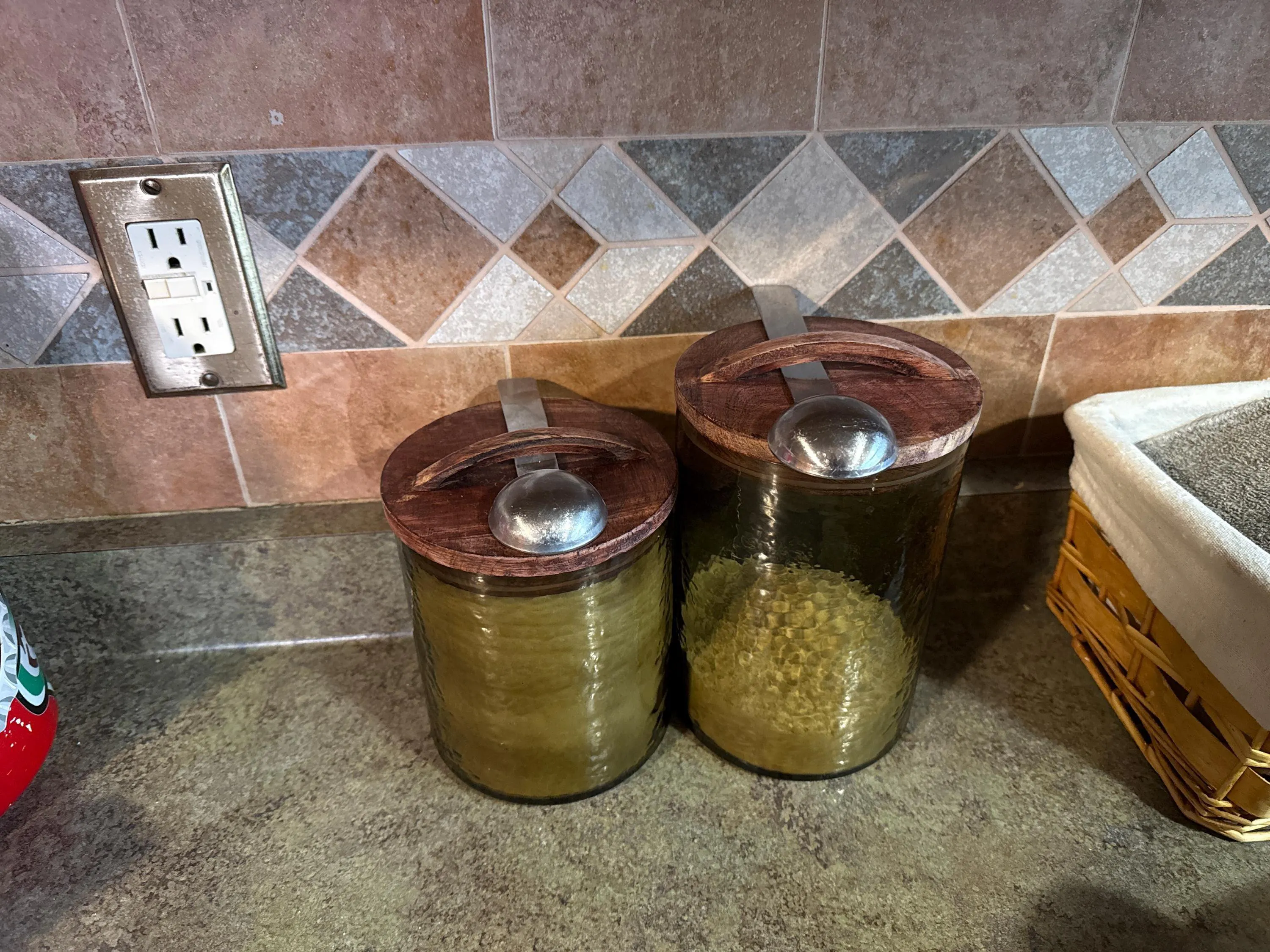 Hammered Glass Canisters w/ Wood Lid | Fair Trade Kitchen Storage