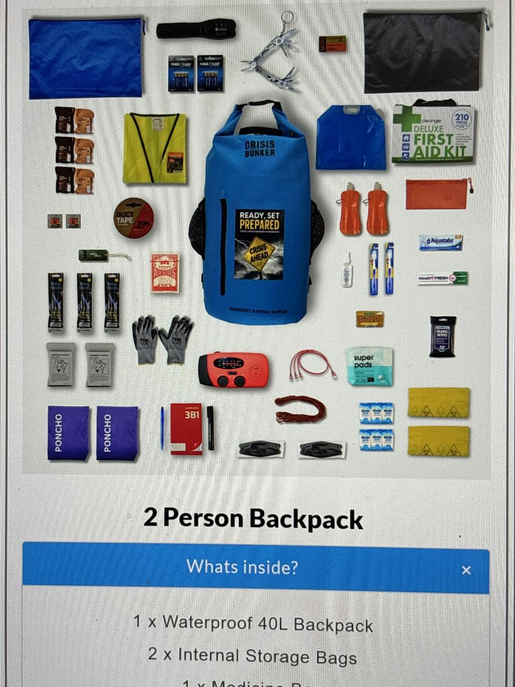 Crisis Bunker Emergency Survival Backpacks