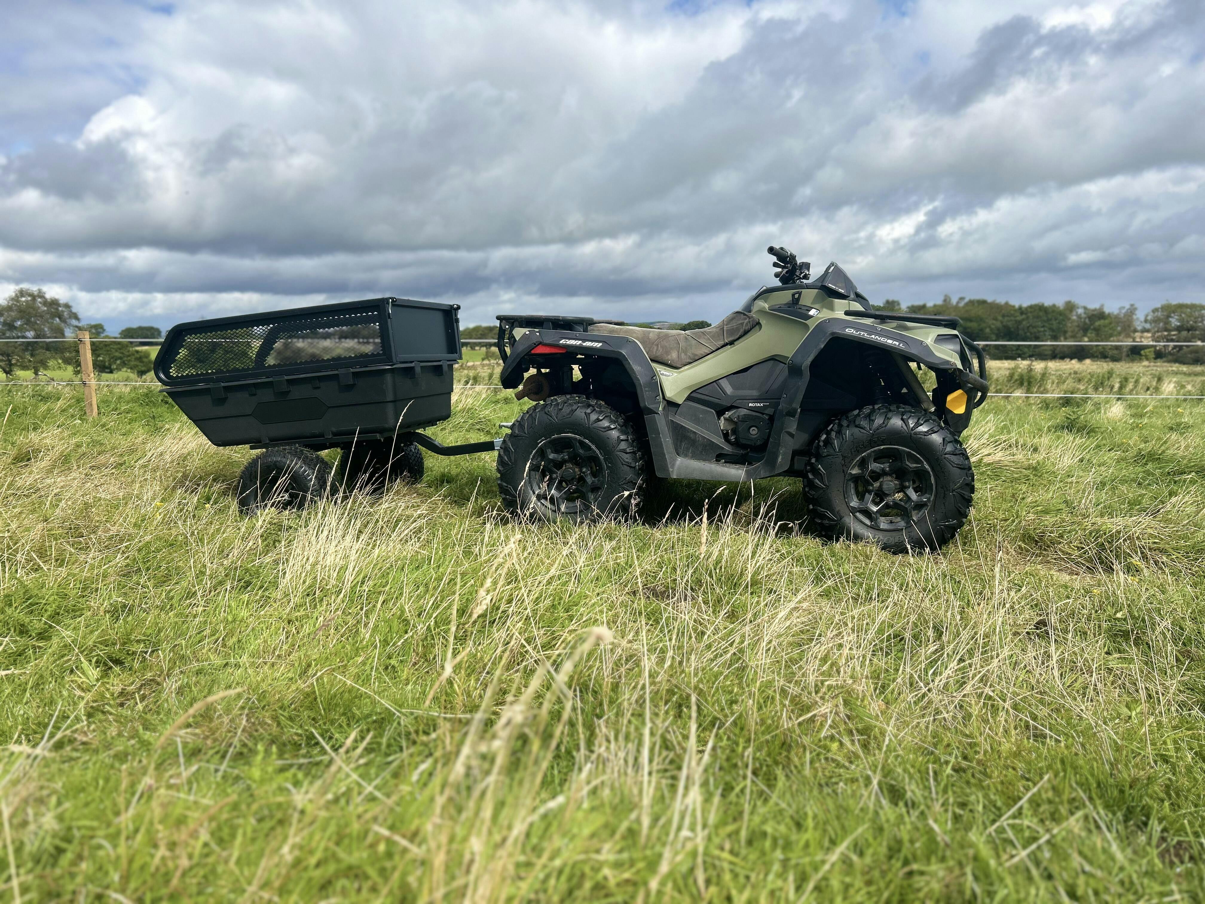 Crytec ATV 4X4 Quad Trailer 500KG Capacity With Tipping Bucket And Ste