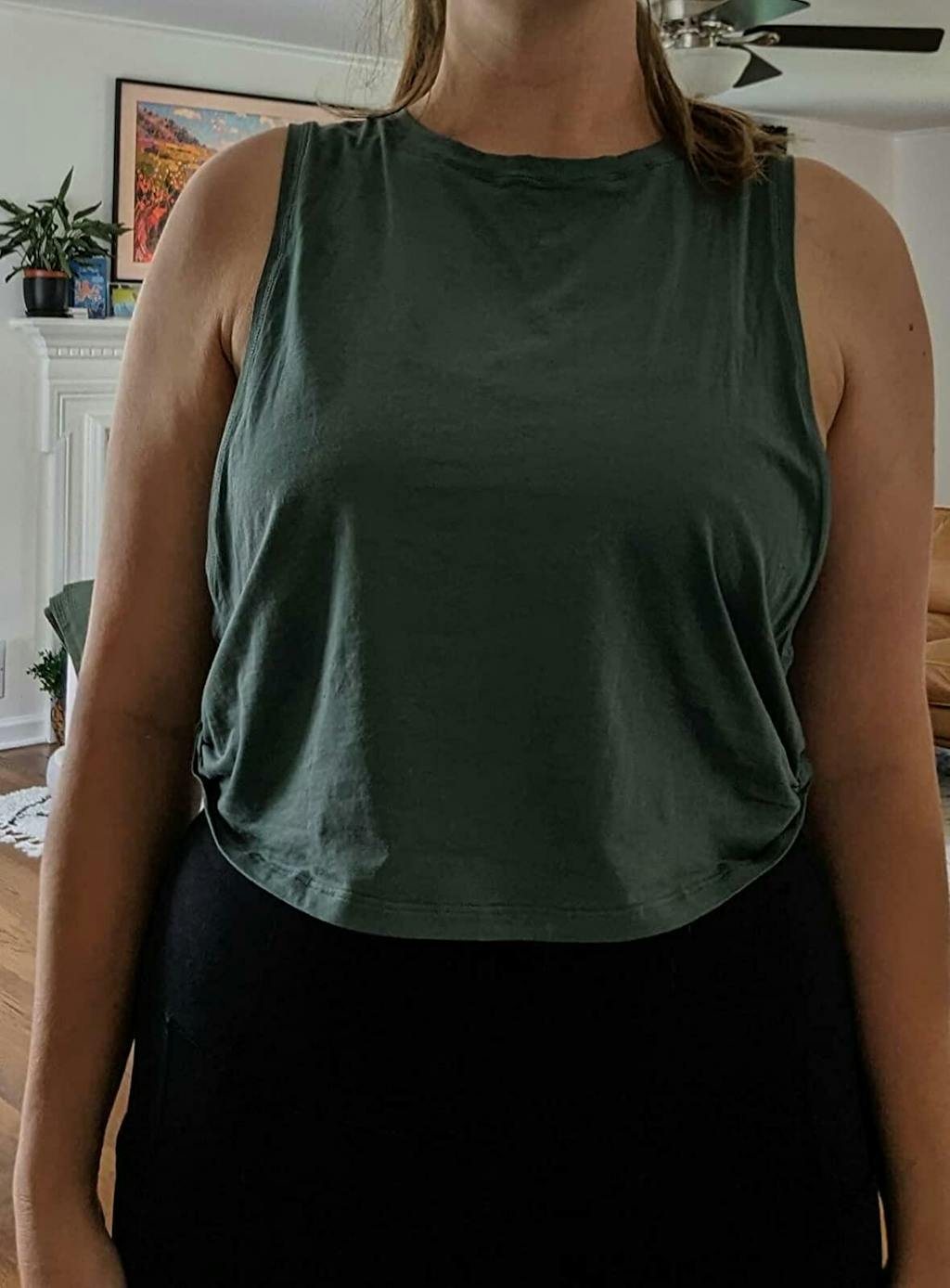 CRZ YOGA Women's Yoga Loose Fit Top Pima Cotton Crop Tank Deep Armhole