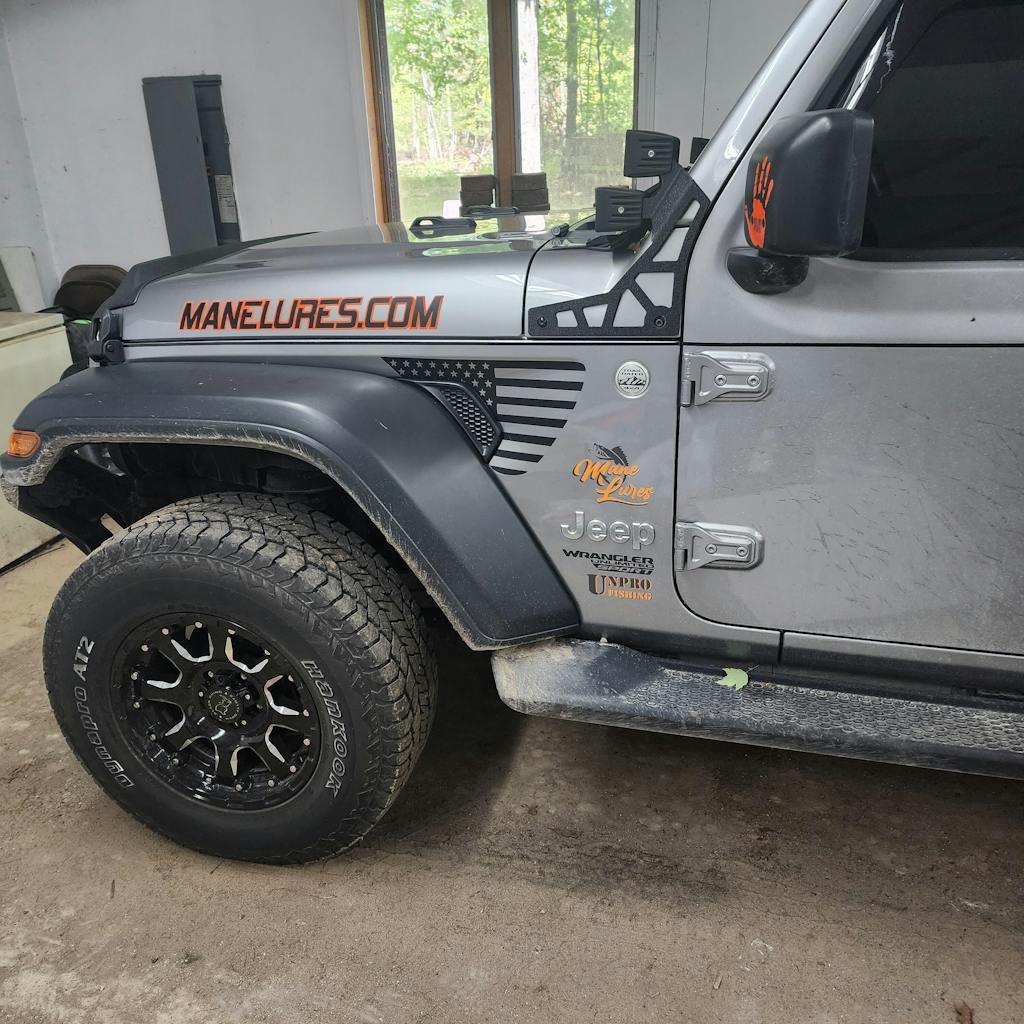 Jeep Wrangler Hood Custom Text Lettering 2 Color Bold Outlined Decal ...