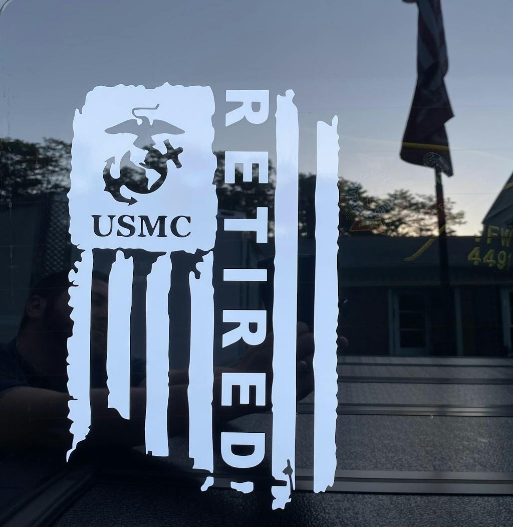 Retired Weathered American Flag Usmc Window Decal Sticker | Custom Made ...