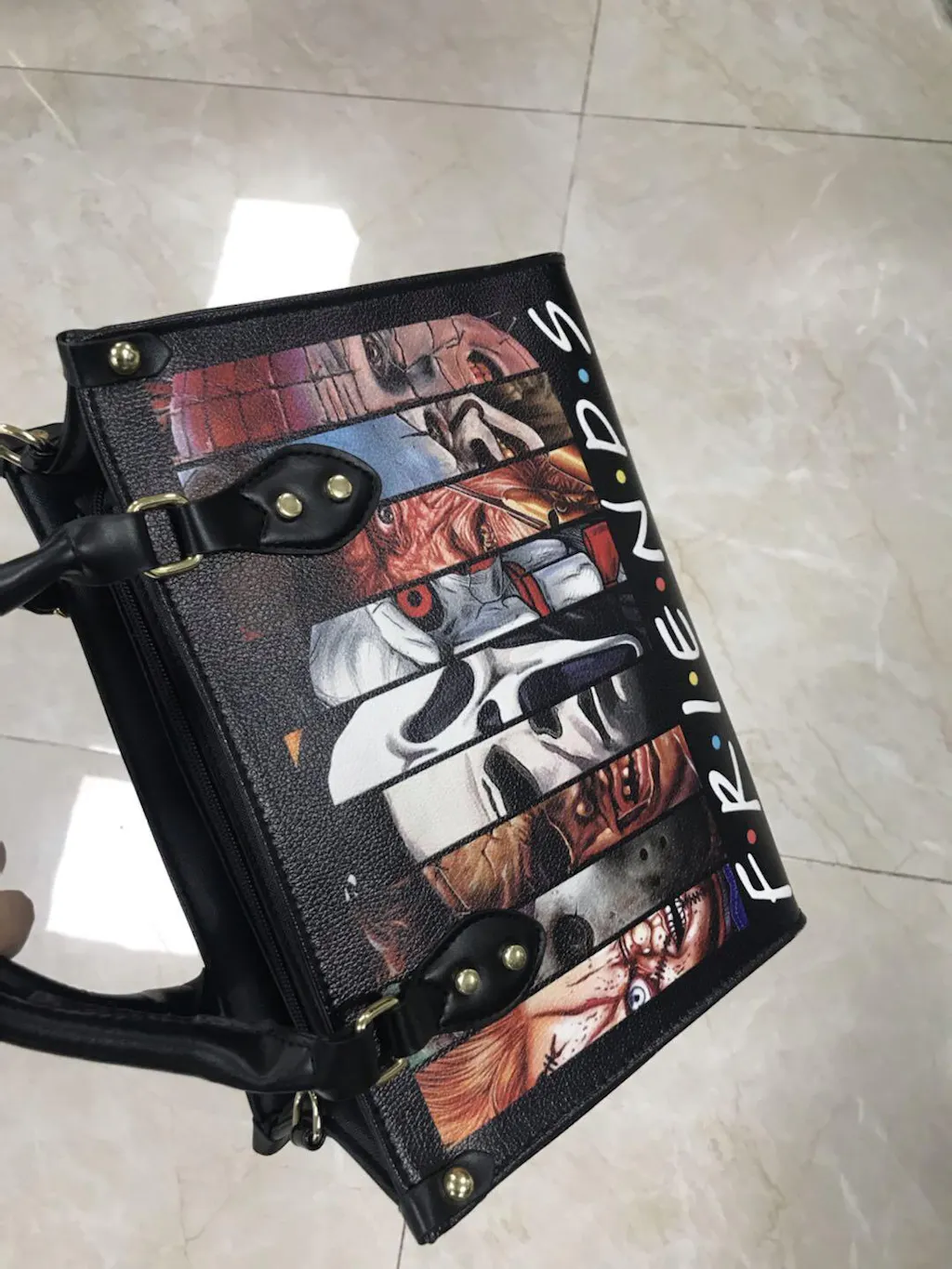 Halloween Horror Movie Characters Leather Bag, Spooky Purse With Walle ...