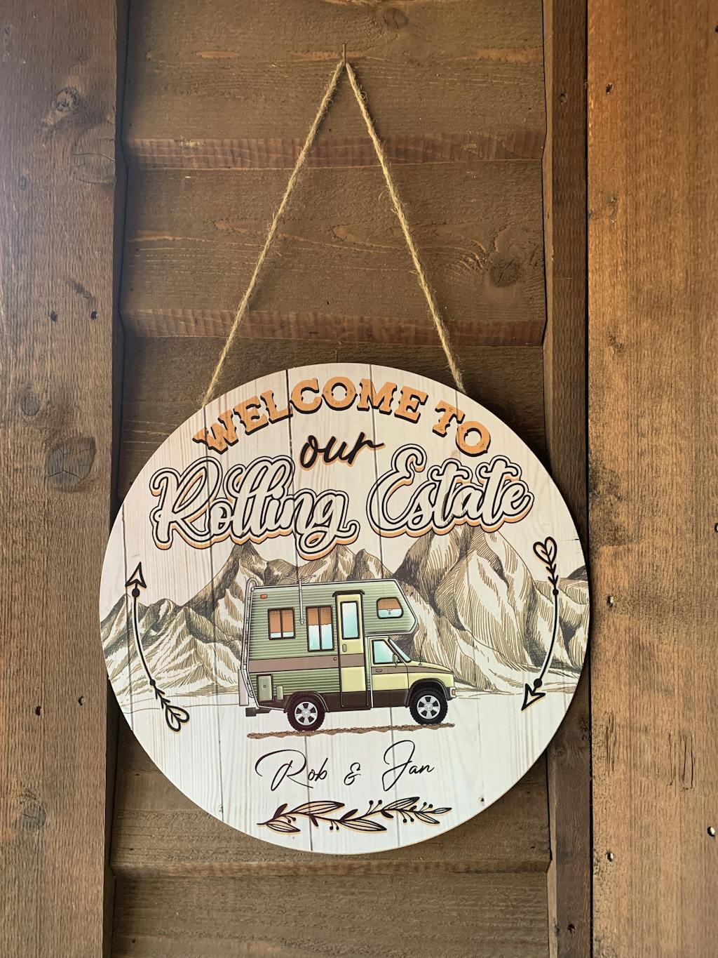 Welcome To Our Rolling Estate - Wooden Door Sign - Customizeaf™