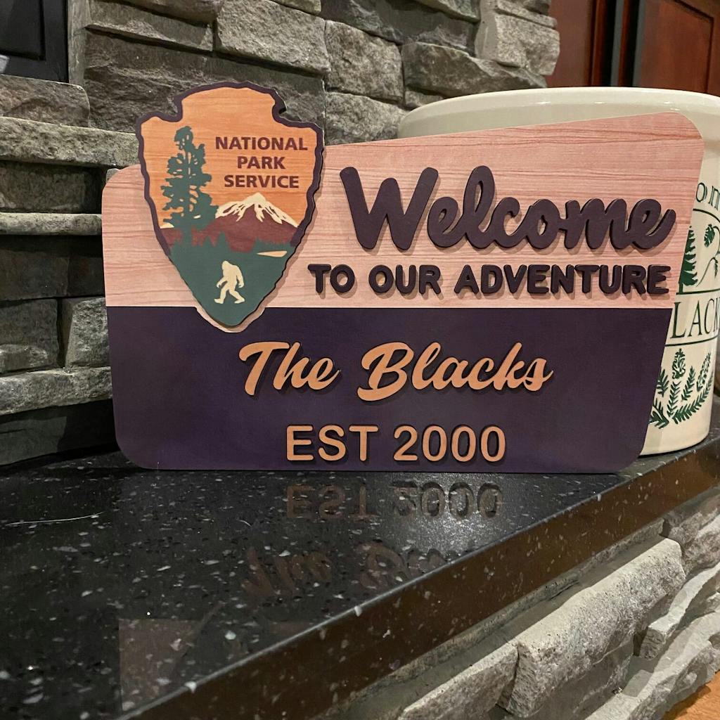 NPS Welcome To Our Adventure Wooden Sign - Personalized 2 Layer Wooden ...