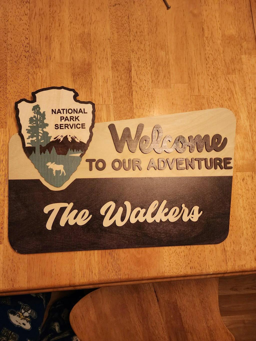 NPS Welcome To Our Adventure Wooden Sign - Personalized 2 Layer Wooden ...