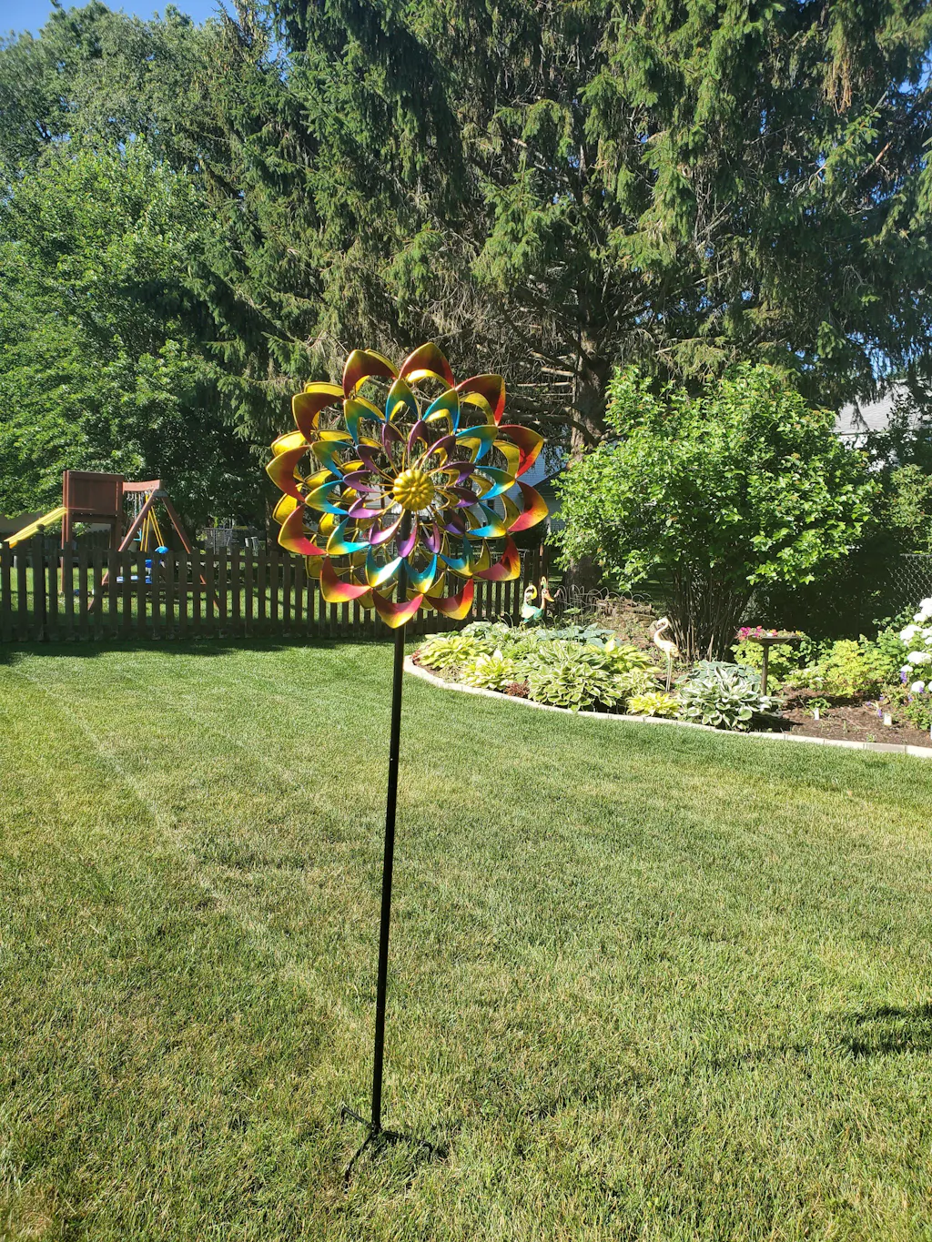 Colorful Wind Spinners & Garden Wind Sculpture for Yard, Lawn – Cyan Oasis
