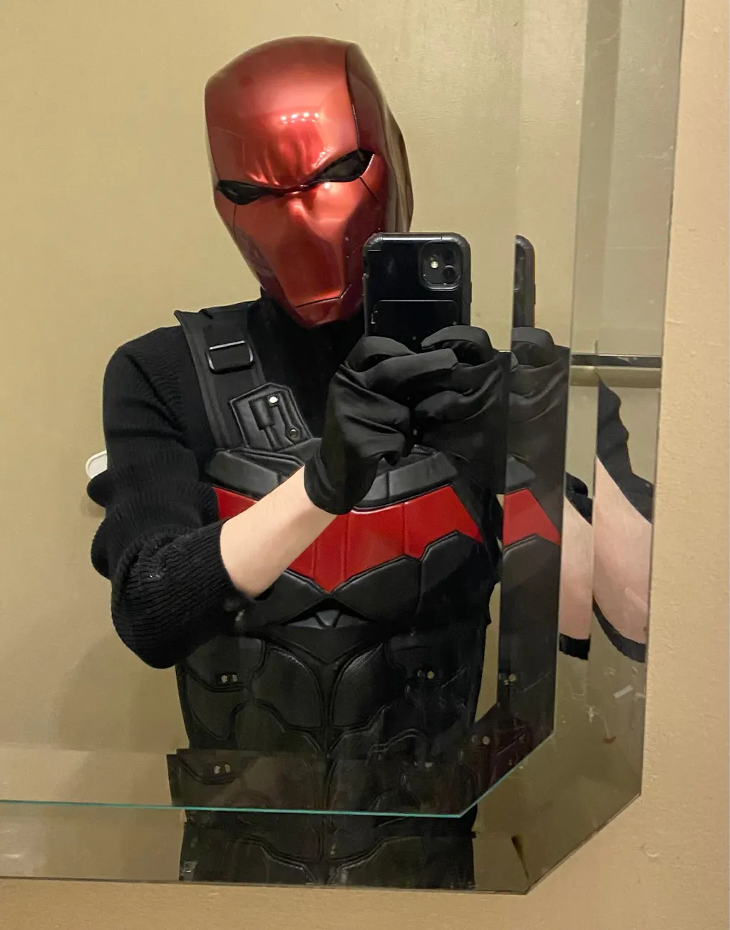 Red Hood Helmet with LED lights – Cyber Craft