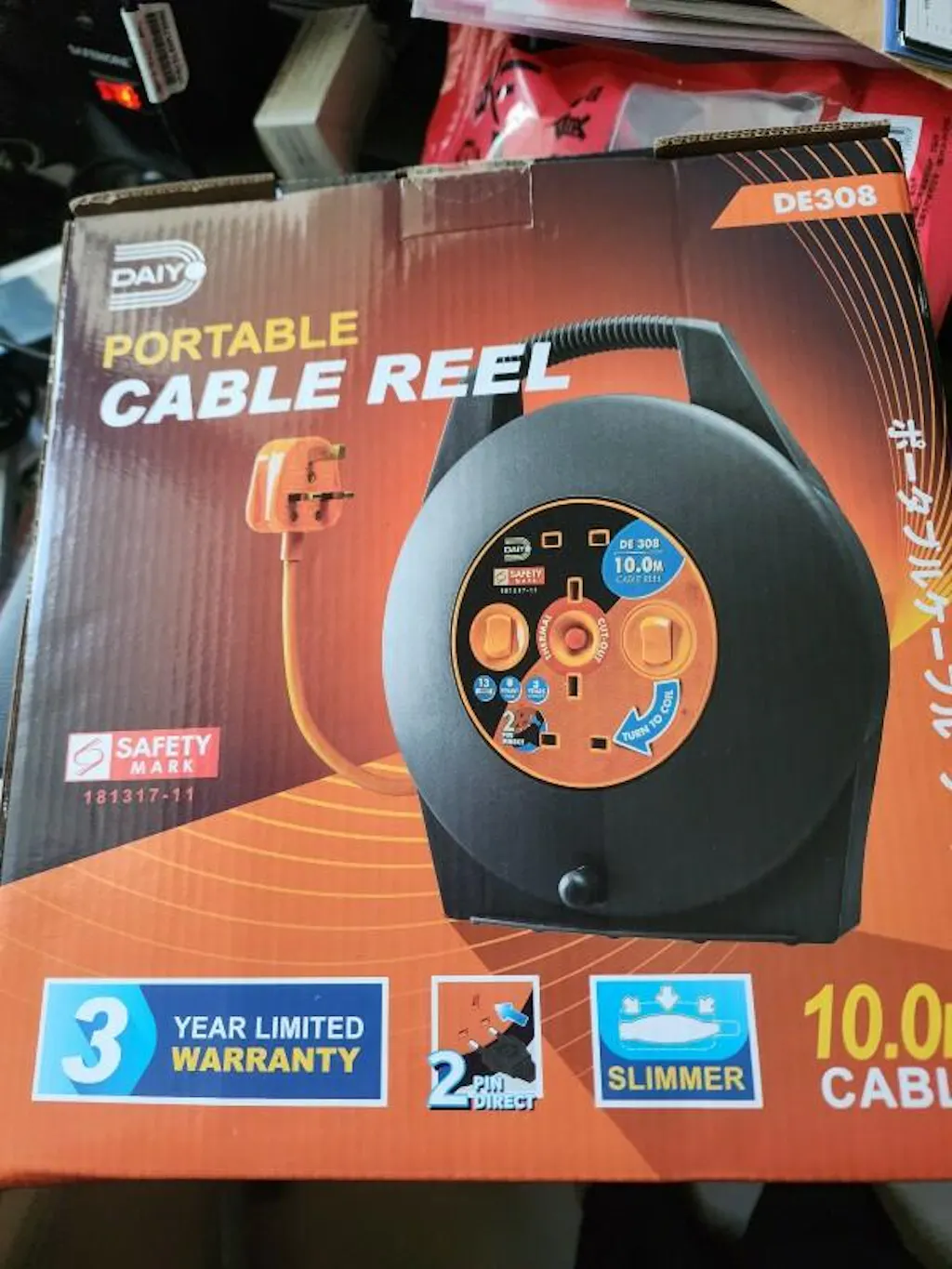Daiyo DE 308 Portable Cable Reel/ Extension Cable Roll 10m