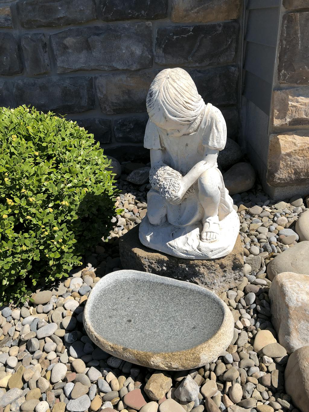 Handmade River Stone Bird Bath for Balcony, Patio, Garden or Yard ...