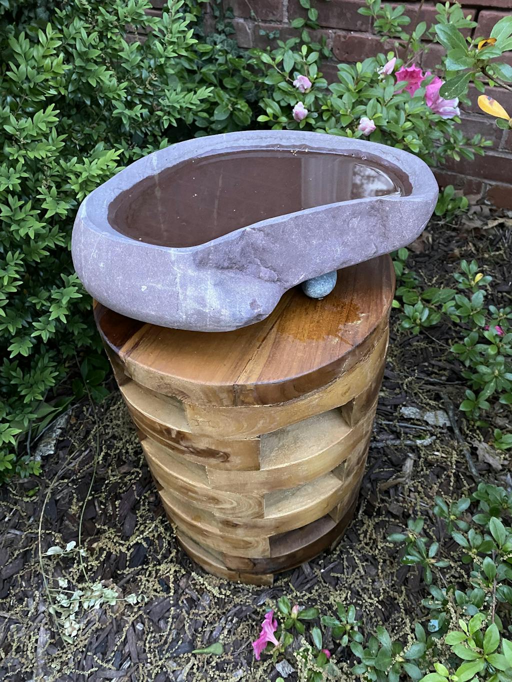 Handmade River Stone Bird Bath for Balcony, Patio, Garden or Yard ...