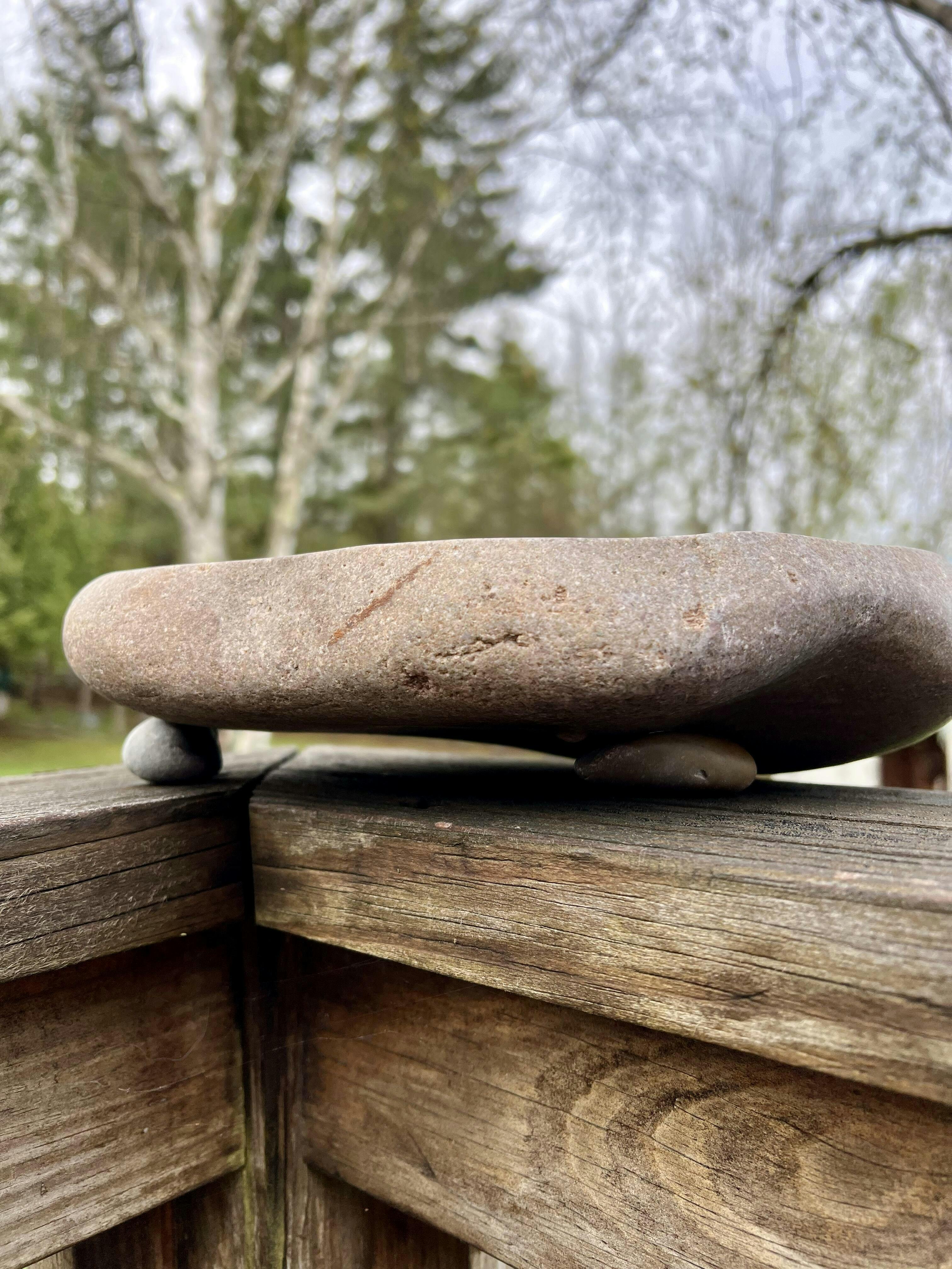Handmade River Stone Bird Bath for Balcony, Patio, Garden or Yard ...