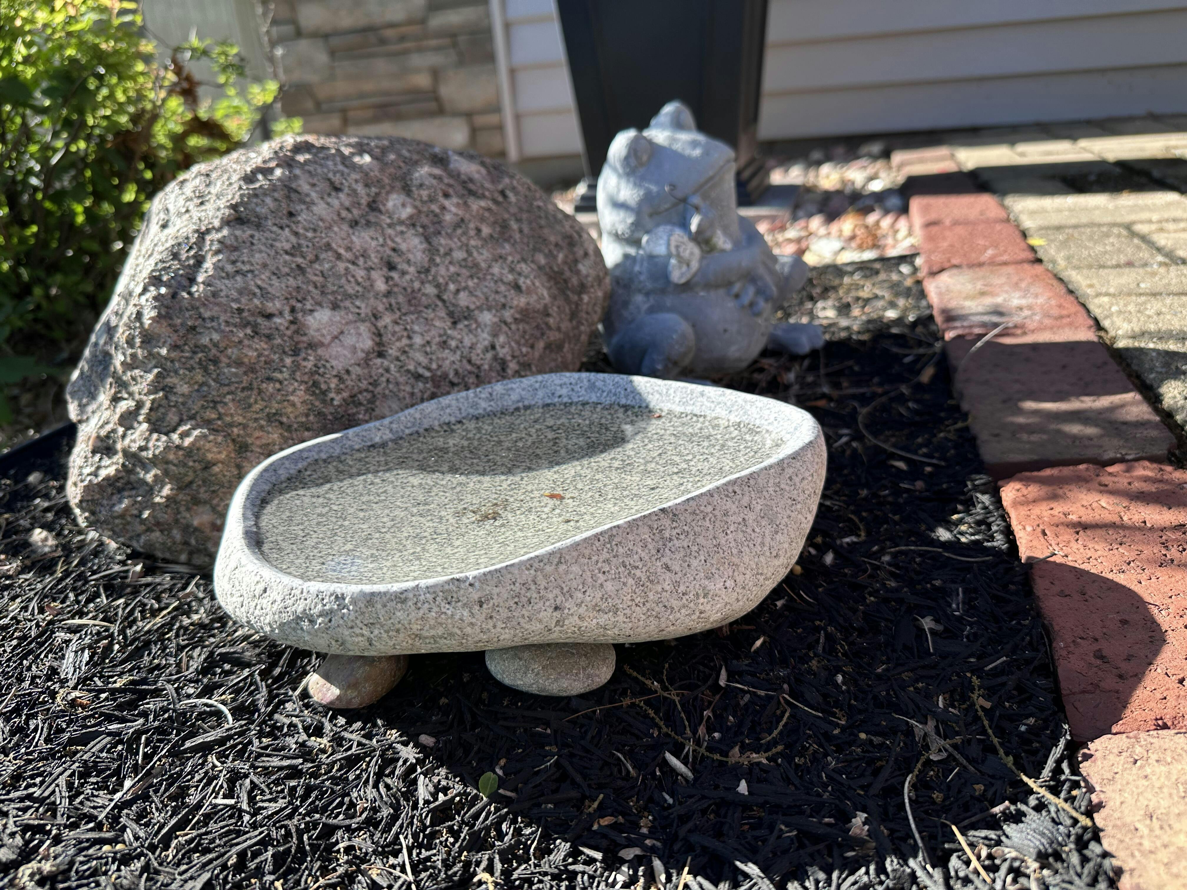 Handmade River Stone Bird Bath for Balcony, Patio, Garden or Yard ...