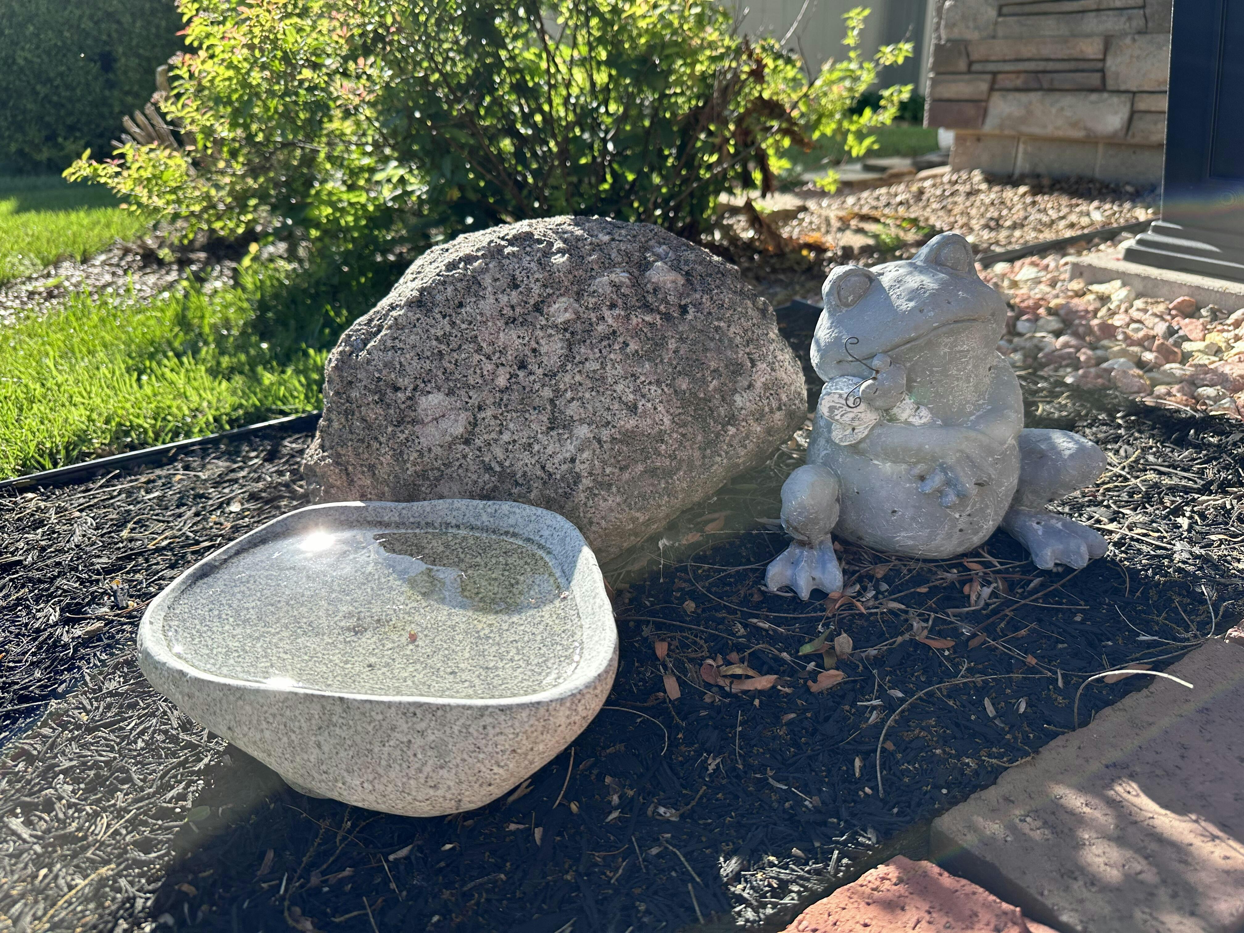 Handmade River Stone Bird Bath for Balcony, Patio, Garden or Yard ...