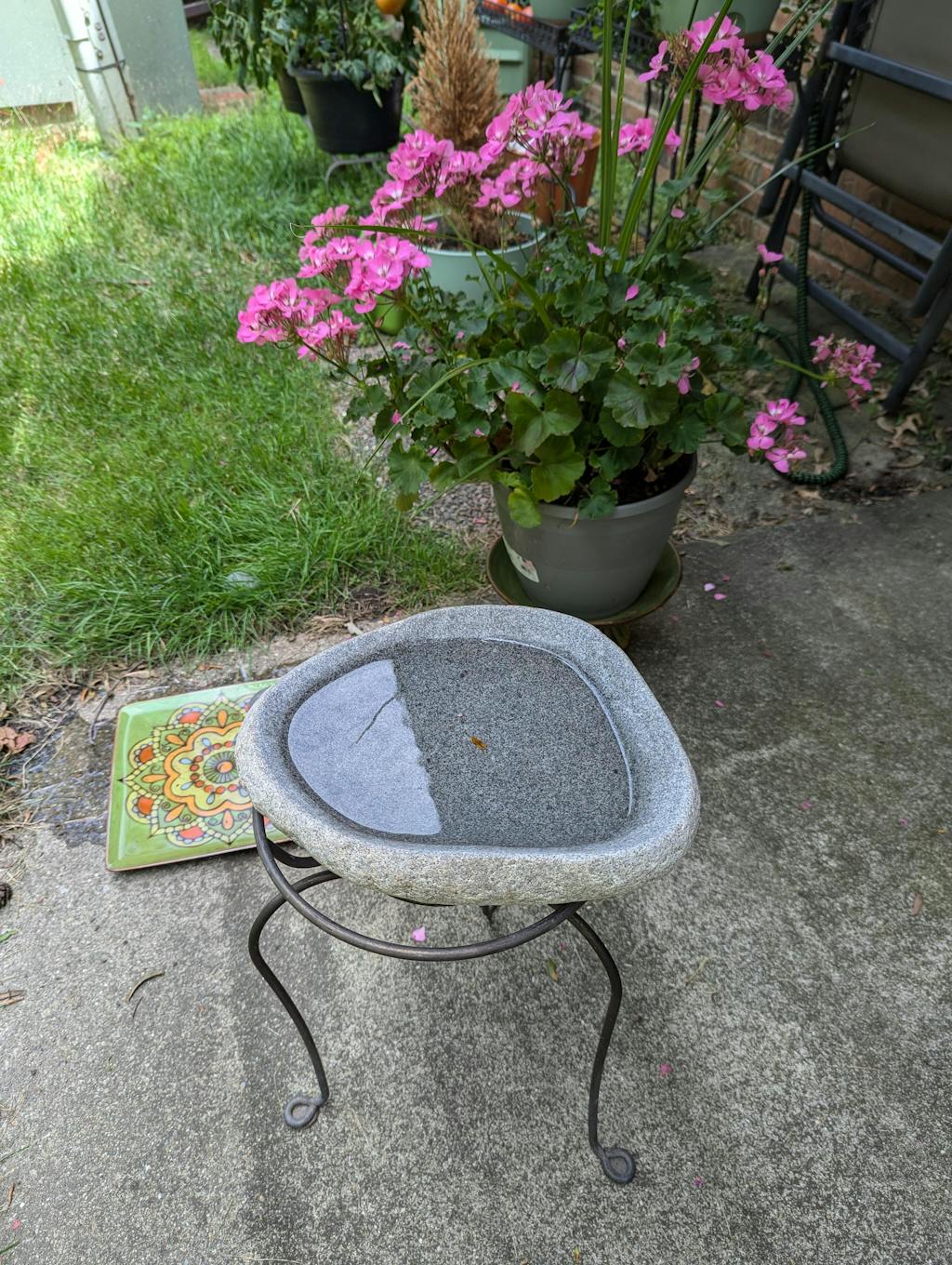 Handmade River Stone Bird Bath for Balcony, Patio, Garden or Yard ...