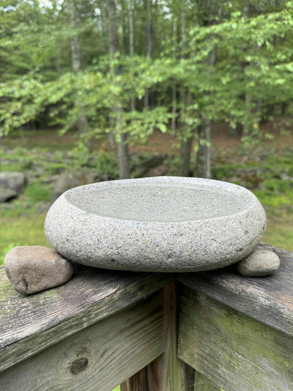 Handmade River Stone Bird Bath for Balcony, Patio, Garden or Yard ...