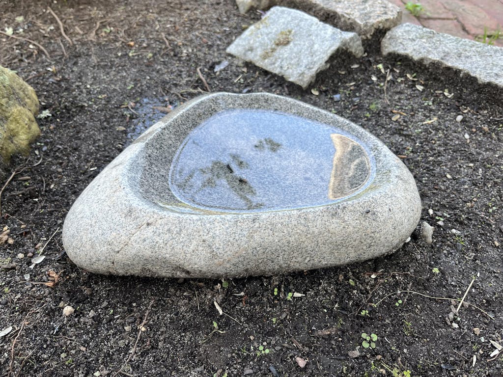 Handmade River Stone Bird Bath for Balcony, Patio, Garden or Yard ...