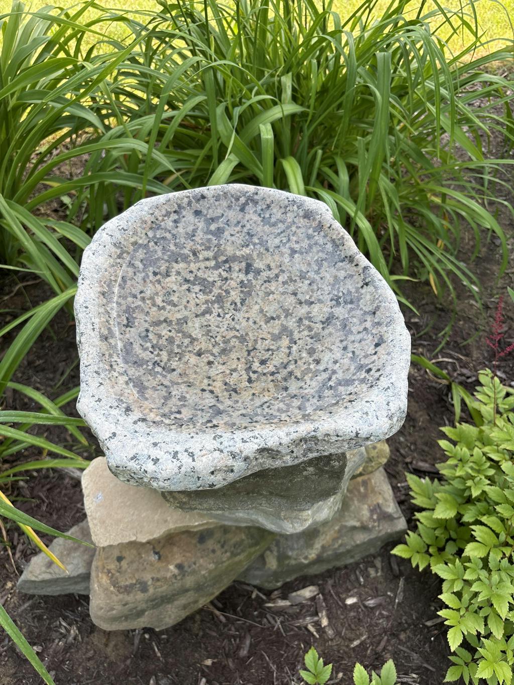 Handmade River Stone Bird Bath for Balcony, Patio, Garden or Yard ...
