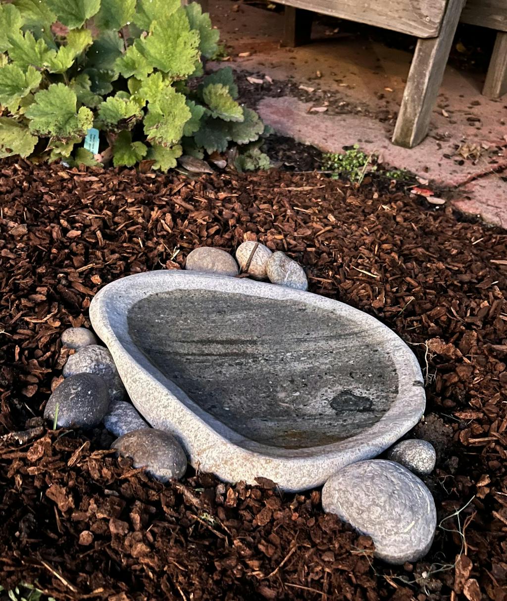 Handmade River Stone Bird Bath for Balcony, Patio, Garden or Yard ...