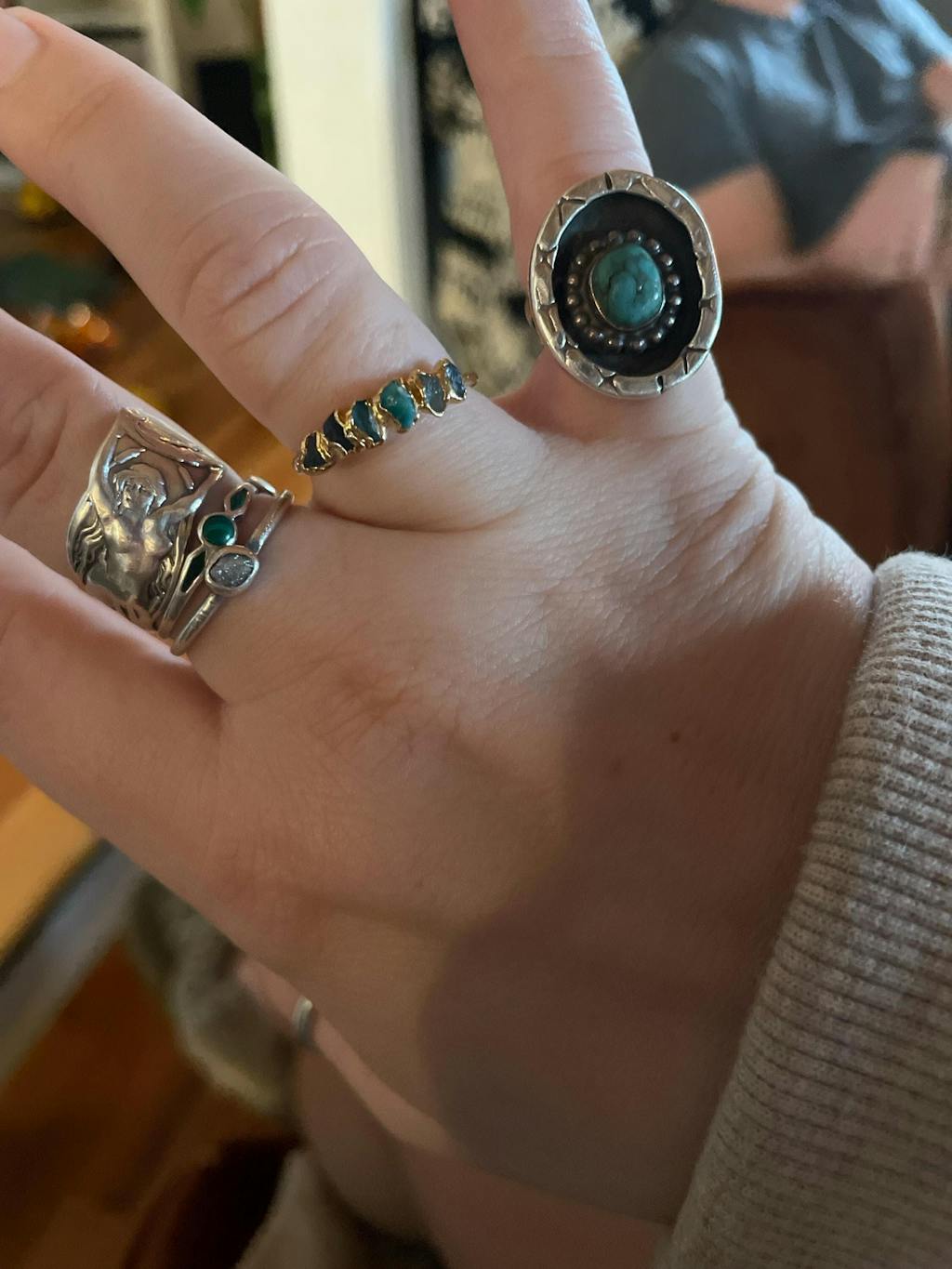 Blue Ombré Birthstone Ring - Hand Hammered 14K Gold - Dani Barbe