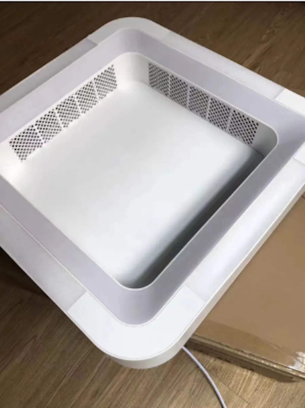 Square LED Stepless Dimming White Nordic Bladeless Ceiling Fans ...