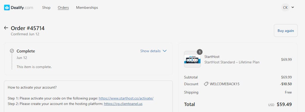 StartHost - Dealify Exclusive Lifetime Subscription Deal