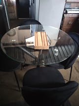 Decofurn | Diva 90cm Round Glass Top Dining Table-black Legs – Decofurn ...