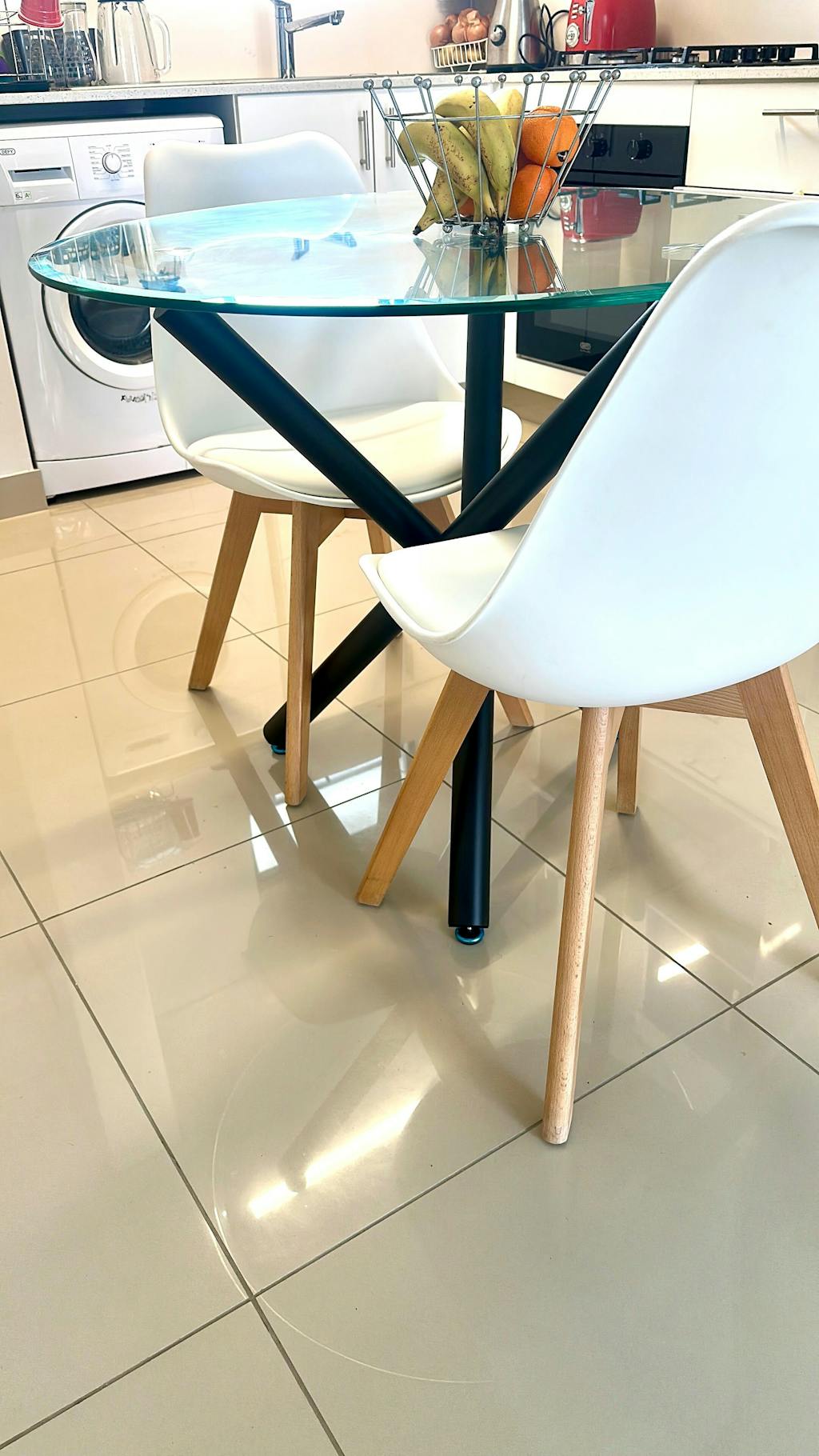 Decofurn | Diva 90cm Round Glass Top Dining Table-black Legs – Decofurn ...