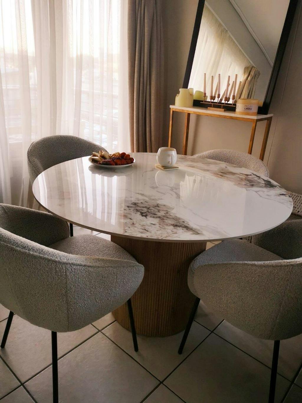 Decofurn | Belle 120cm Round Stone Top Dining Table | R3699 – Decofurn ...