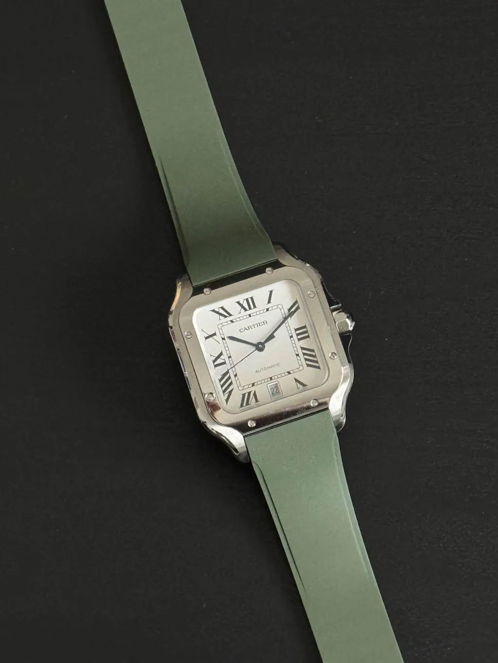 Olive Green CTS Rubber Strap for Cartier Santos de Cartier – Delugs