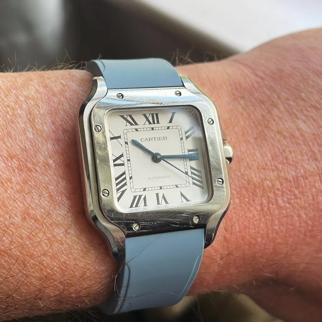 Baby Blue CTS Rubber Strap for Cartier Santos de Cartier - Rubber Watch ...