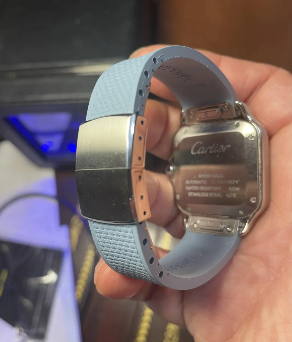 Baby Blue Sailcloth CTS Rubber Strap for Cartier Santos de Cartier ...