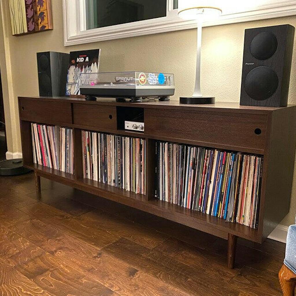 1 x 3 Component Record Storage Cabinet - Sleek Audio Gear Storage ...