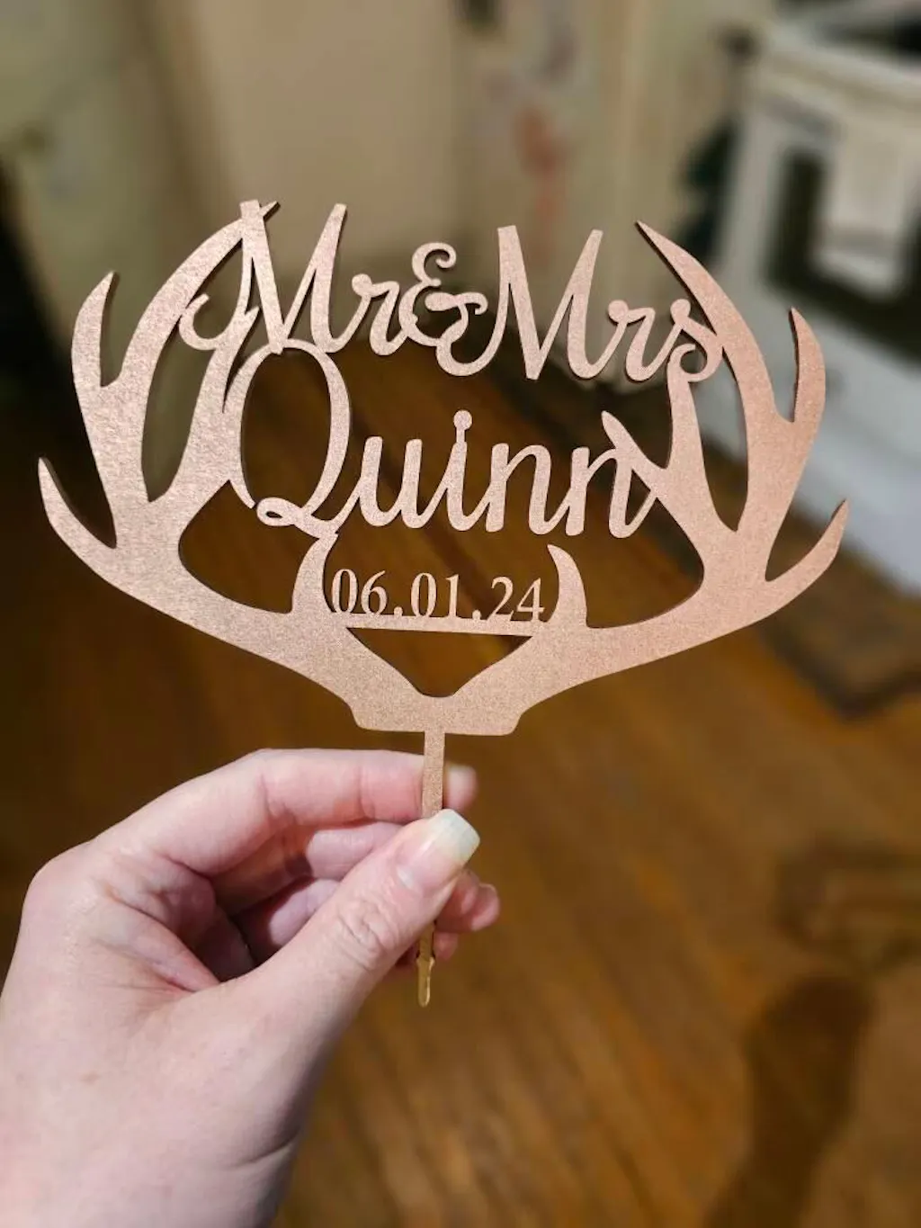 Deer Antler Cake Topper | Custom Wedding Cake Topper Personalized | Mr ...