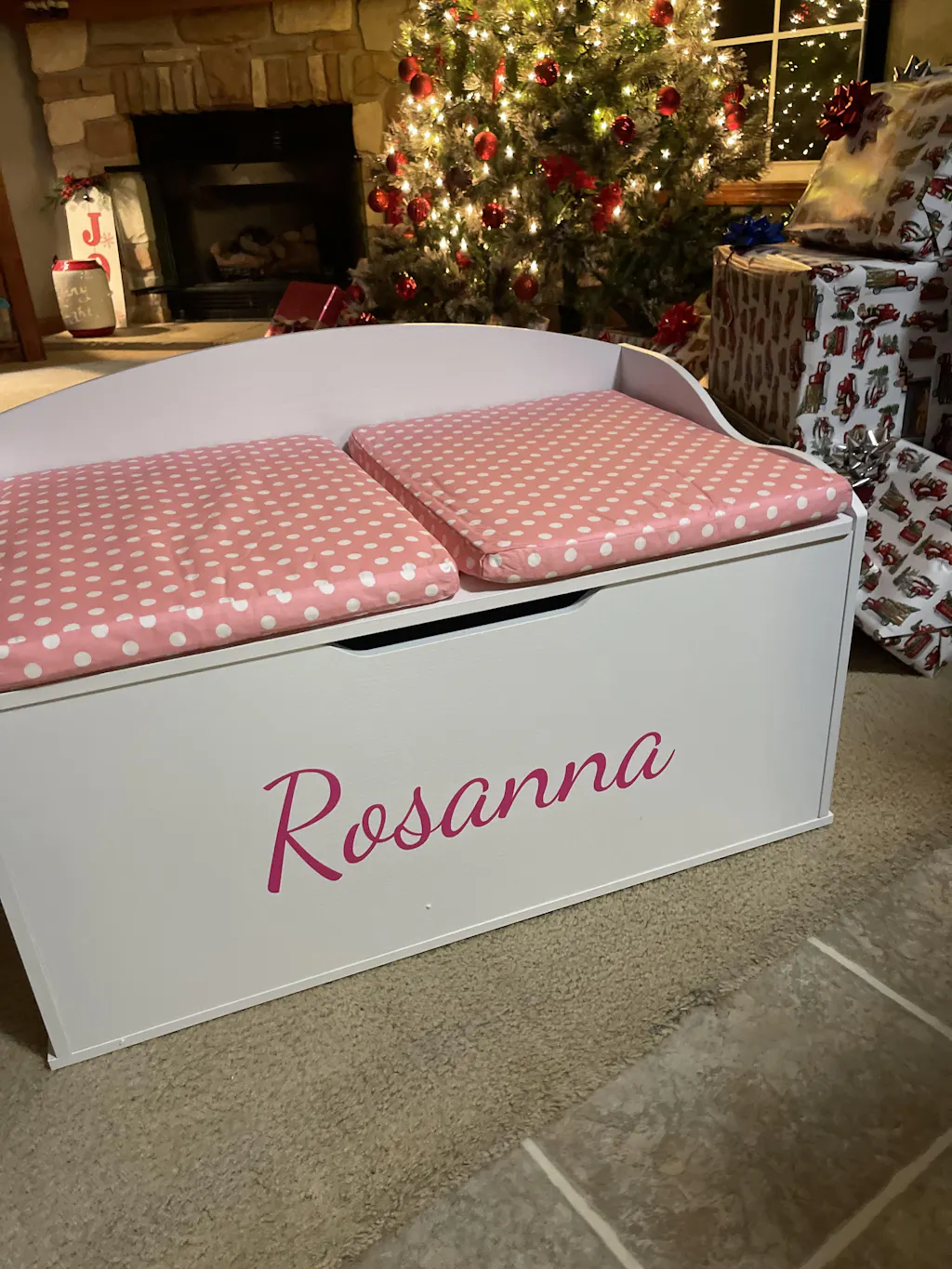 Foldable Toy Box Cushion - Pink Polka Dot – Dibsies Personalization Station