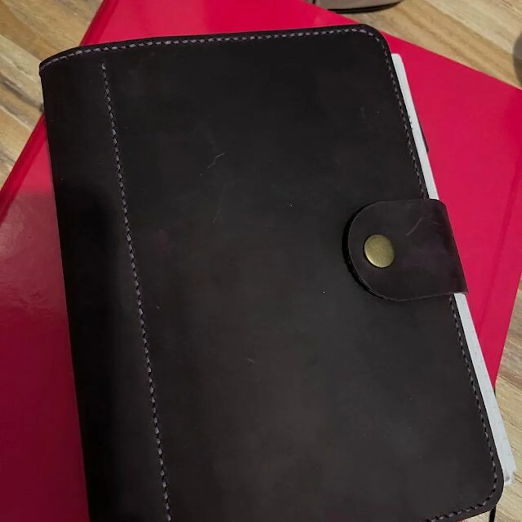 Personalized vintage purple leather notebook cover – DMleather