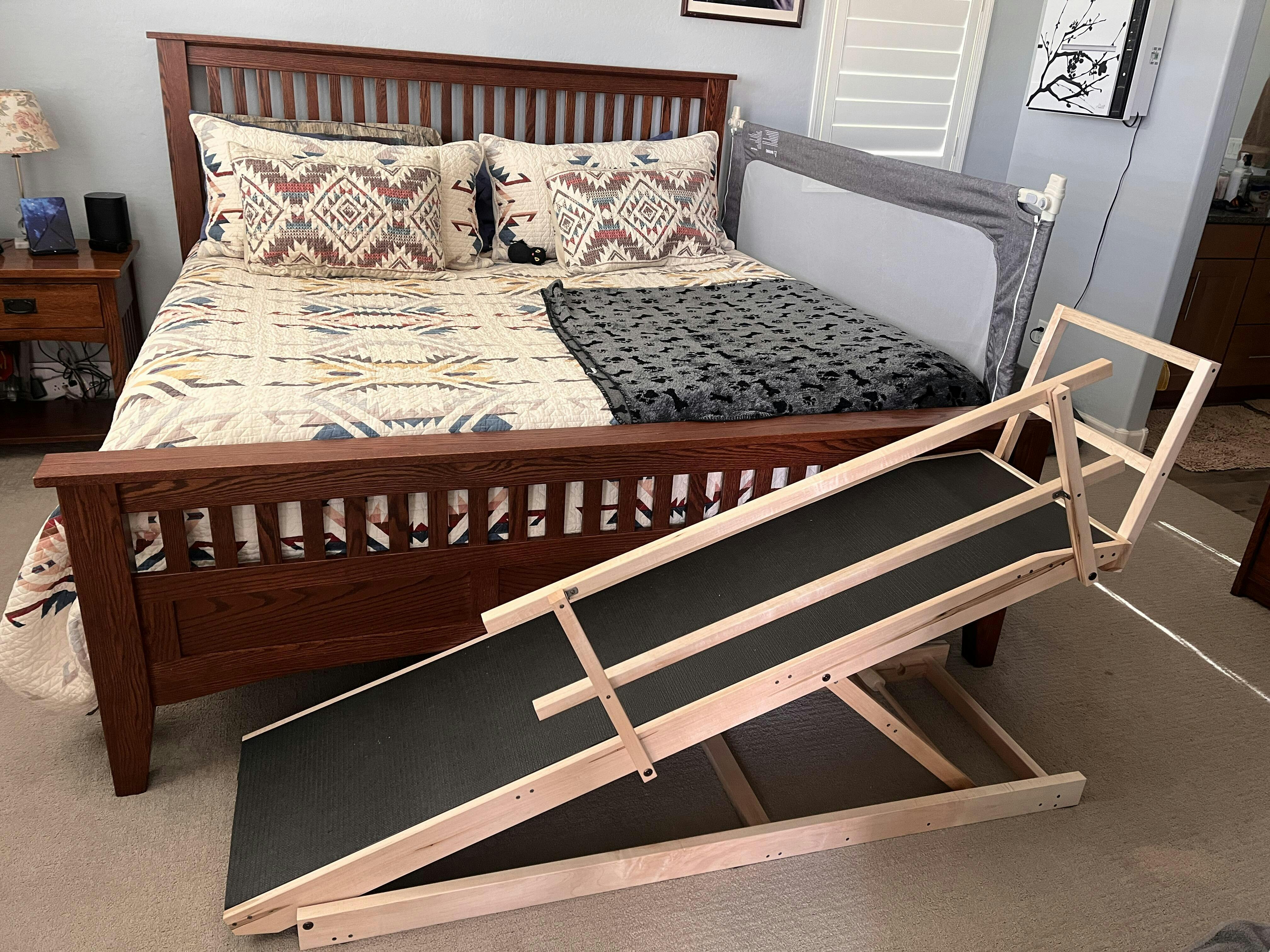 Bed Ramp for Medium & Large Dogs - Adjustable Dog Ramp with Rails