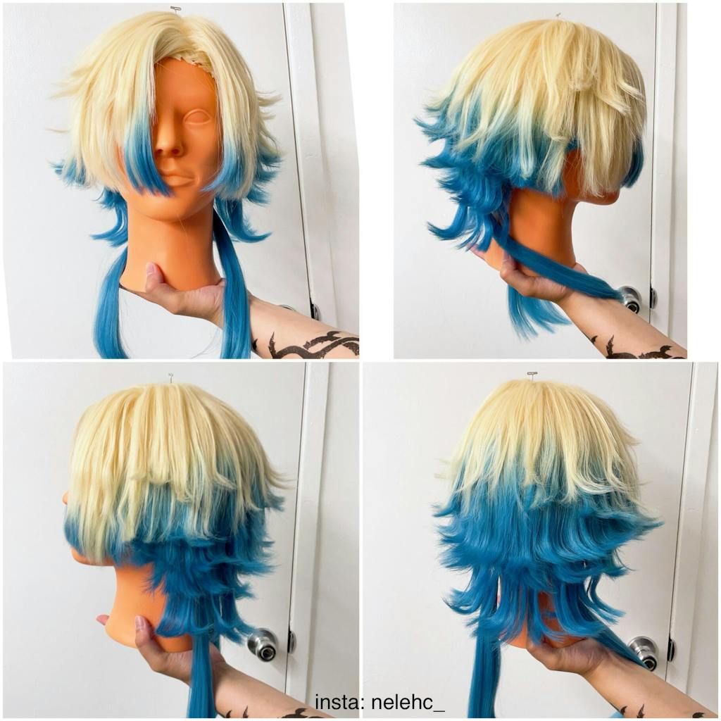 【Ready For Ship】DokiDoki Anime Cosplay Wig / Tattoo Short Light Gold B ...