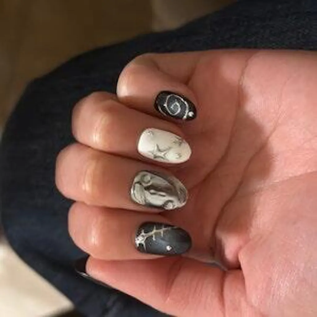 Stunning Acubi-Style Nails | Deep Blue Ombre Press On Nails | Sparklin ...
