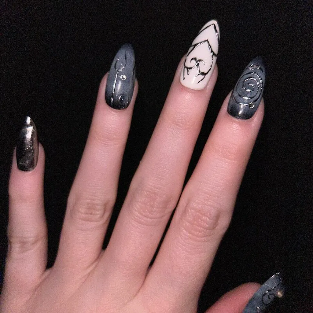 Stunning Acubi-Style Nails | Deep Blue Ombre Press On Nails | Sparklin ...
