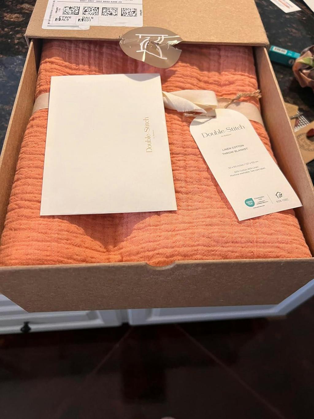 Linen Cotton Throw Blanket | Double Stitch by Bedsure