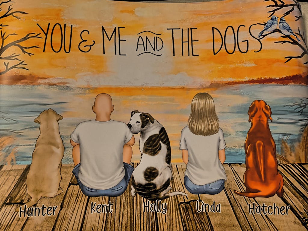 You Me And The Dogs Beach Outline Personalized Poster or Canvas or Pla ...