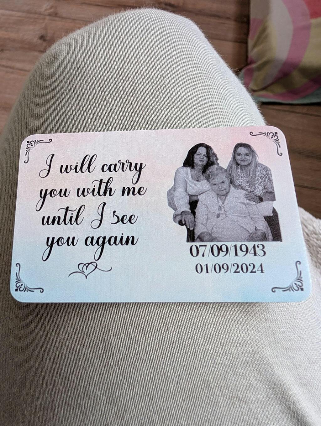 Metal Wallet Card - I Will Carry You With Me Until I See You Again - M ...