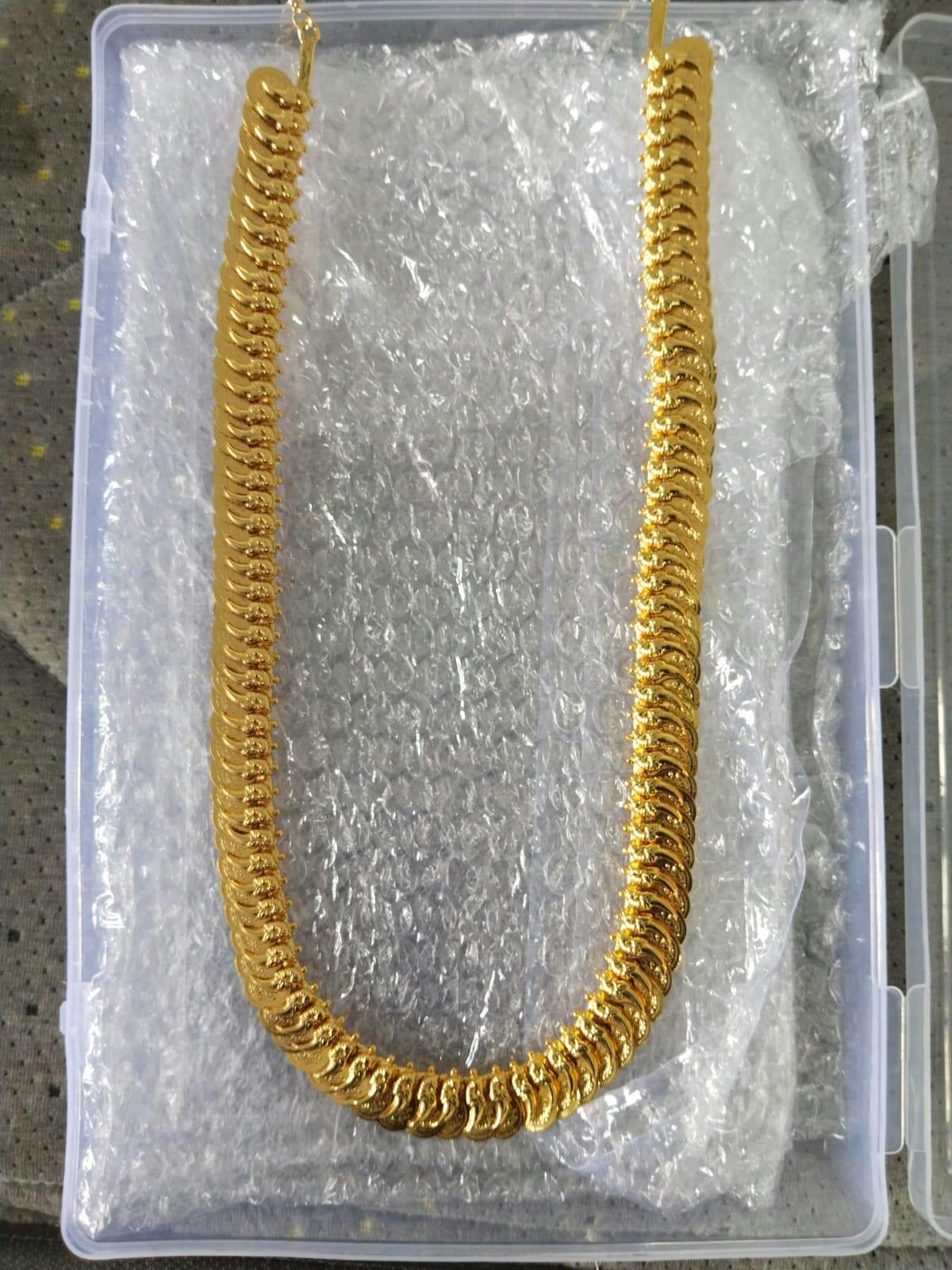 Gold tone lakshmi coin-peacock haar dj-48159 – dreamjwell