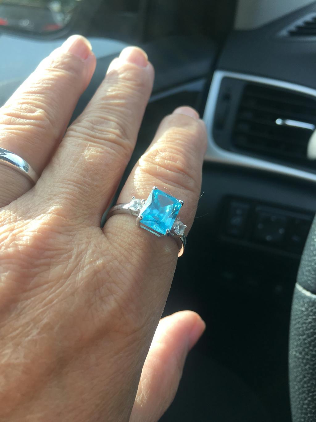 Sterling Silver Light Blue CZ Ring